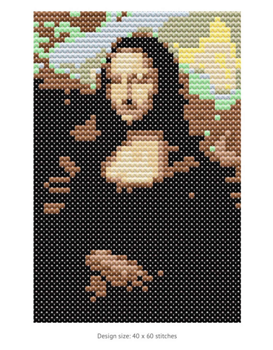 Mona Lisa Mini Cross Stitch Pattern Leonardo Da Vinci - Etsy