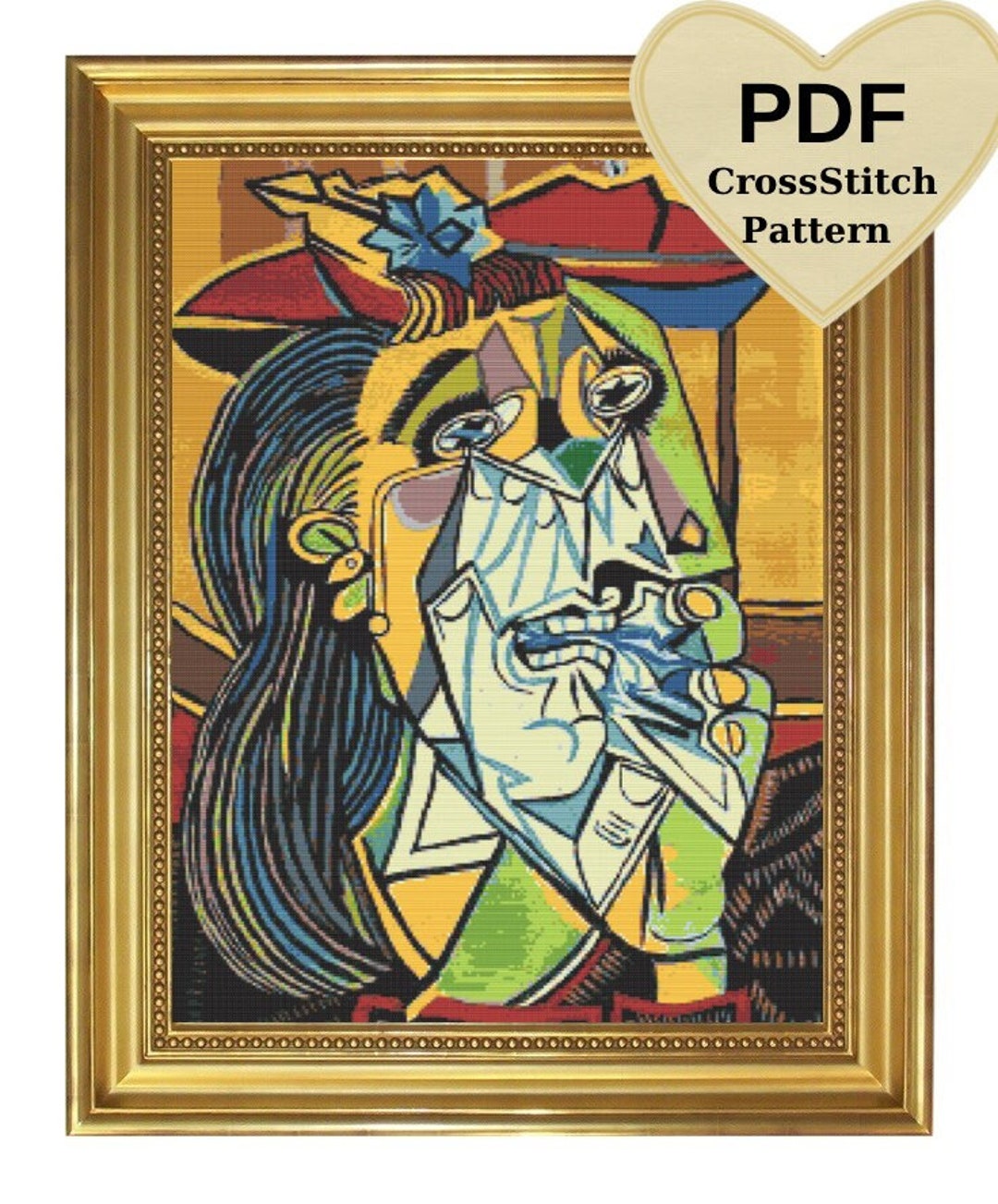 The Weeping Woman by Pablo Picasso CROSS STITCH PATTERN, Modern Cross ...