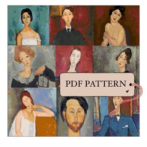 Amedeo Modigliani 9 Different Works Cross Stitch Pattern, Instant ...