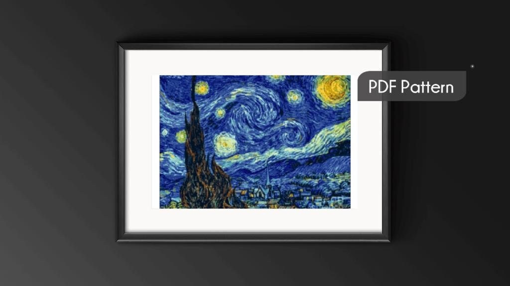The Starry Night Van Gogh Cross Stitch PDF Pattern / Famous - Etsy