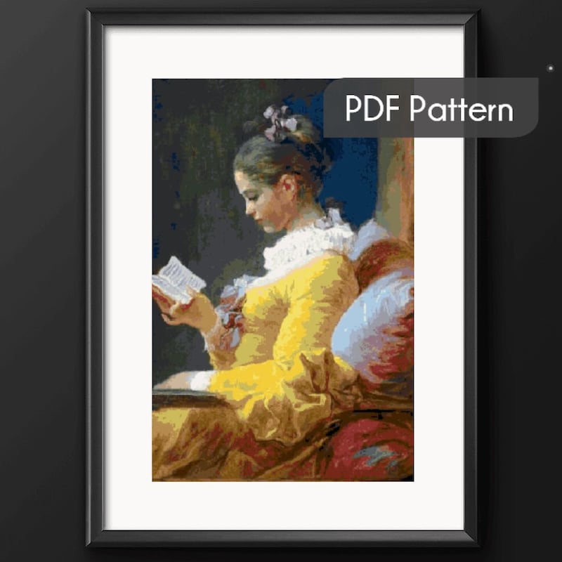 Reading Lady Cross Stitch - Etsy
