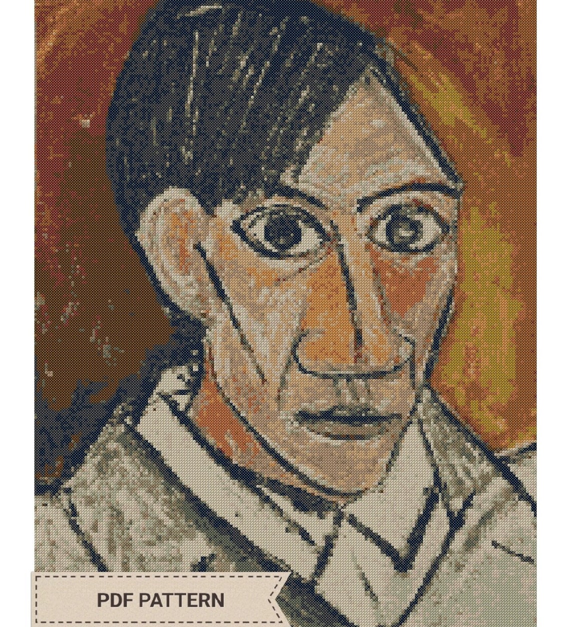 Pablo Picasso Self Portrait Cross Stitch PDF Pattern /instant - Etsy