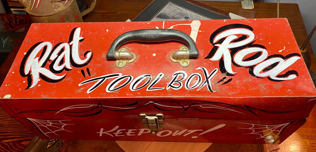 Vintage Metal Toolbox With Custom Pinstriping and Hand Lettering - Etsy