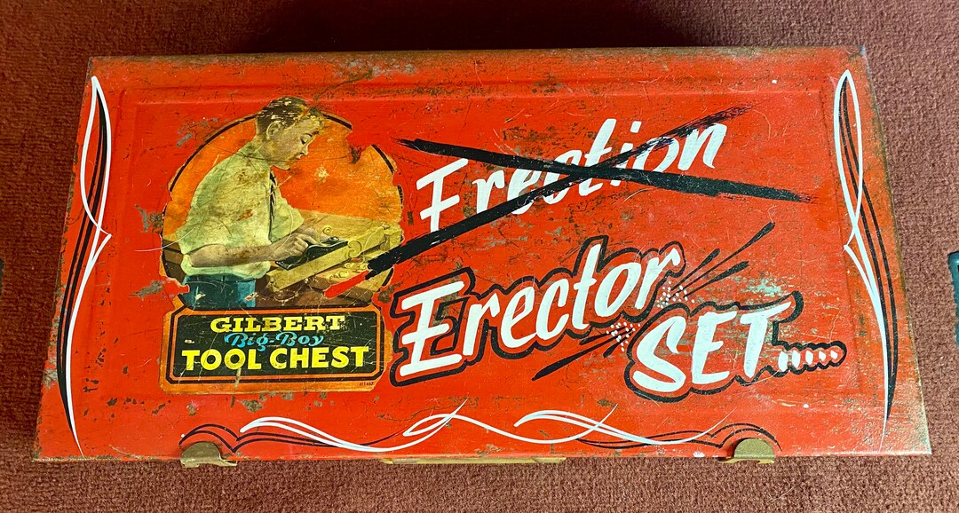 Erector Set by Gilbert With Hand Lettering and Hand Pinstriped - Etsy