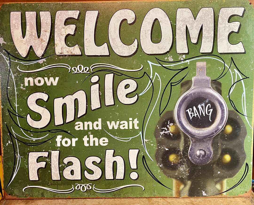 Welcome Sign Just Smile and Wait, Hand Striped - Etsy