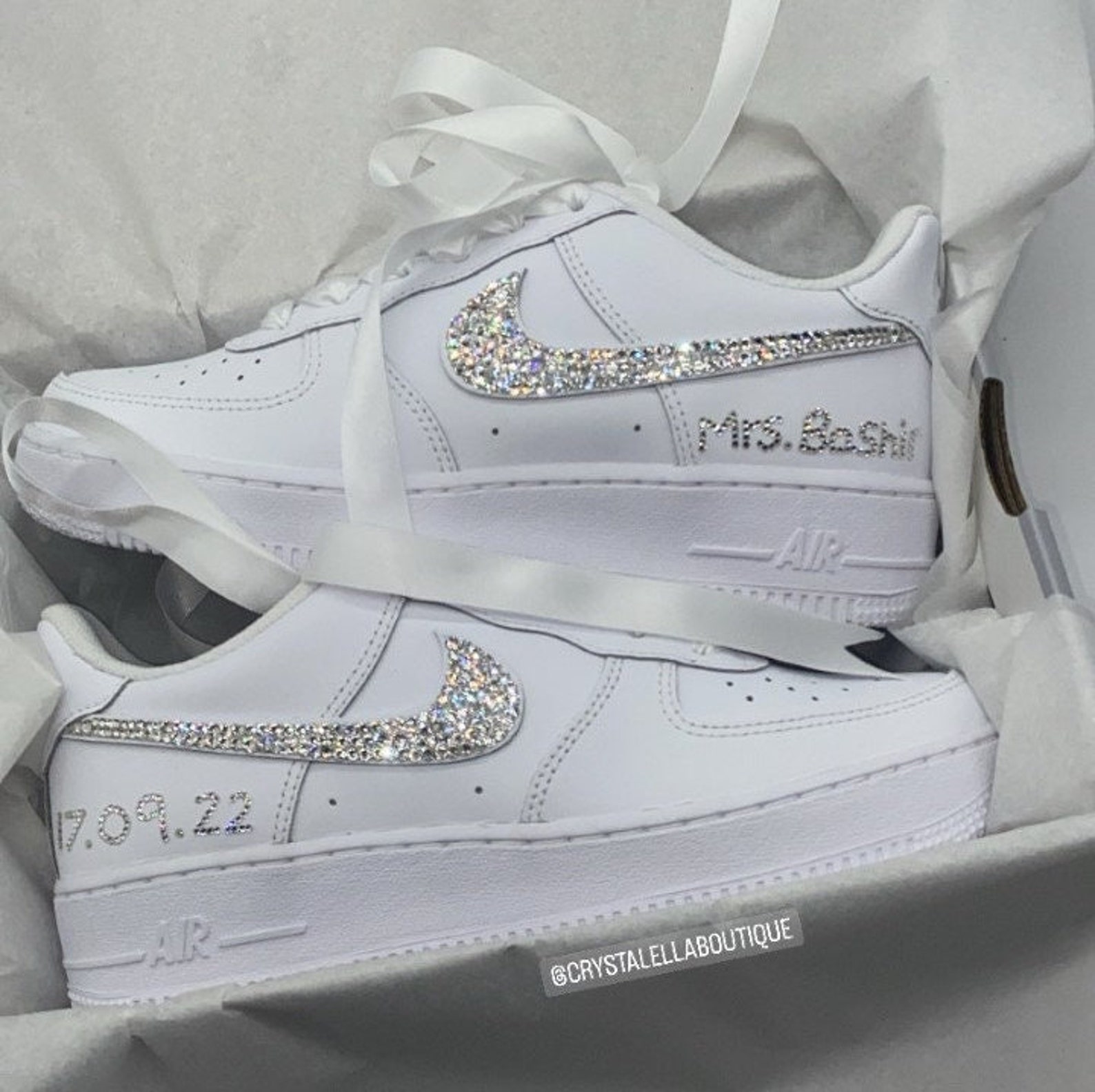 Personalised Air Force 1 White Wedding Sneakers // Blinged Out With ...