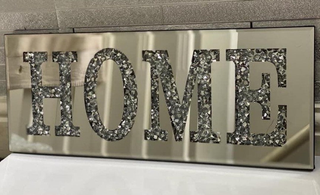 Mirrored Crushed Diamond Home Sign - Etsy