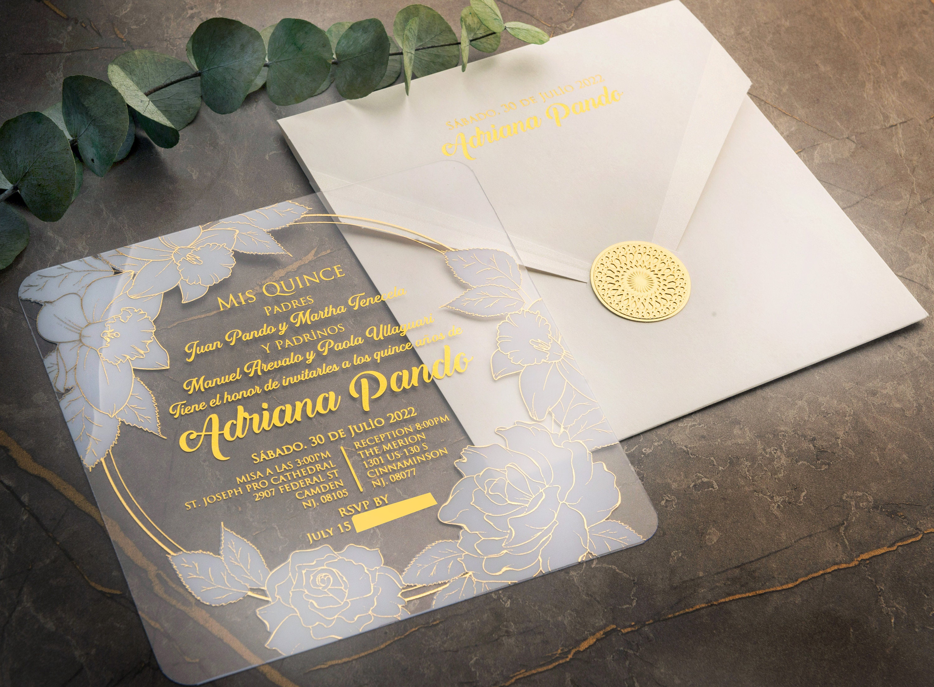 White Rose Acrylic Wedding Invitation Sweet 16 Party Clear - Etsy