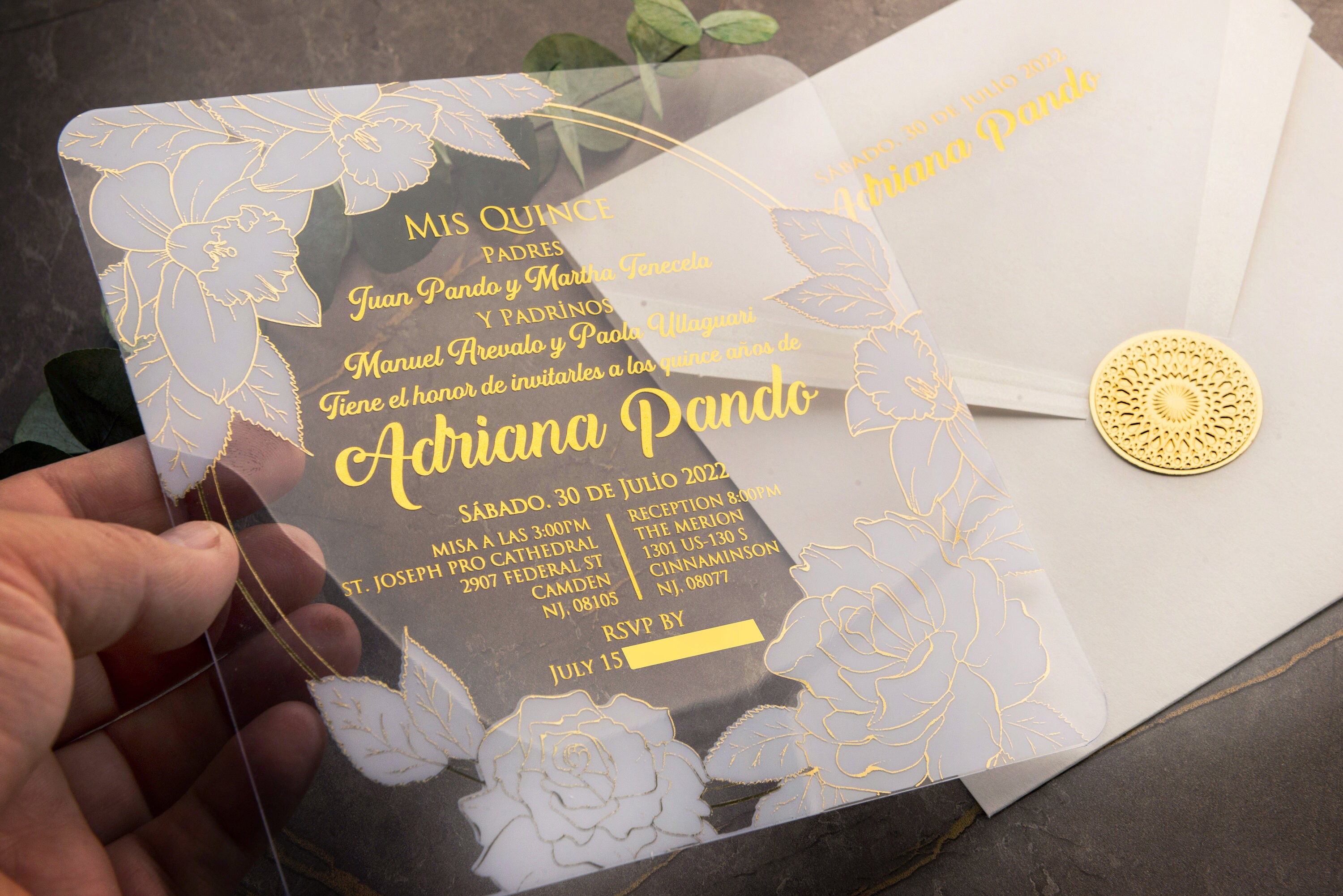 White Rose Acrylic Wedding Invitation Sweet 16 Party Clear - Etsy Canada