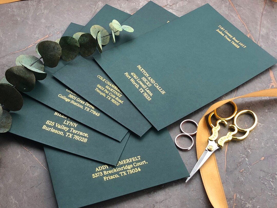 Foiled Recipient and Return Address Printing on RSVP or Main Envelope ...