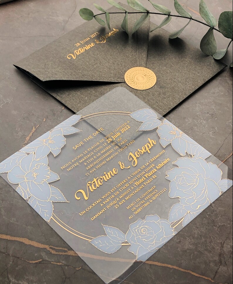 White Rose Acrylic Wedding Invitation Sweet 16 and - Etsy