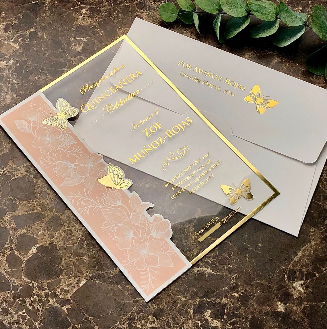 Blush Acrylic Quinceanera Invitation Personalized Sweet 16 - Etsy