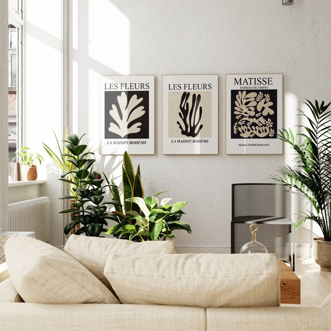 Large Size Henri Matisse Flowers Print, Black and Cream White Cover ...