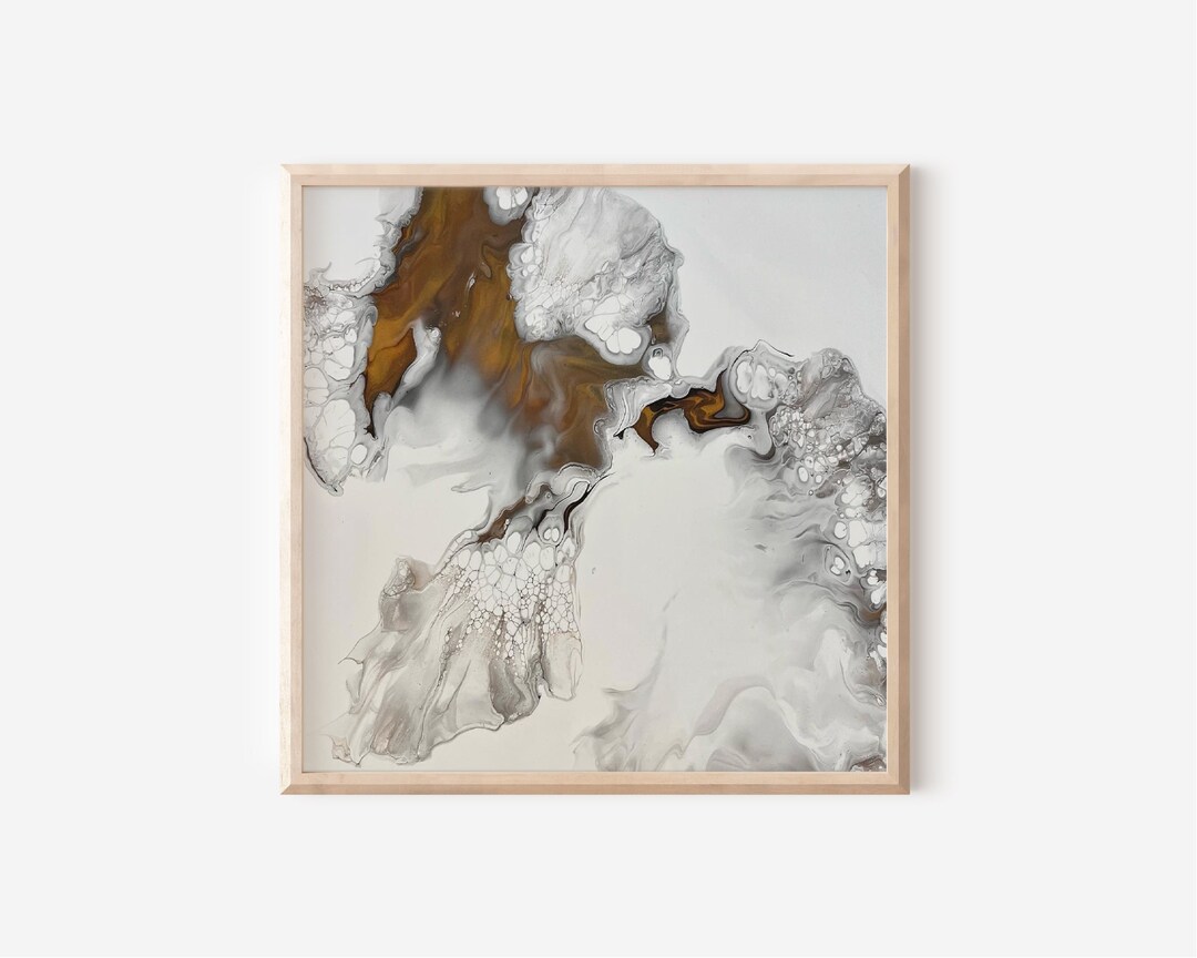 10x10 Earth Toned Abstract Fluid Art Painting on 10x10 Square Canvas ...