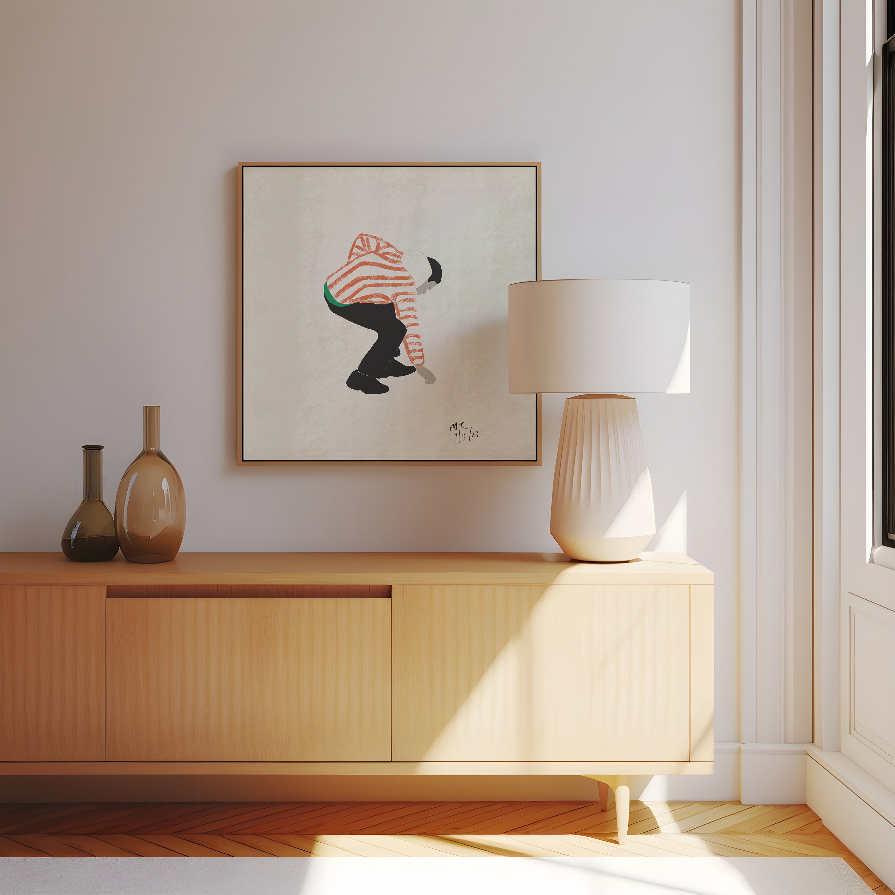 Abstract Minimalist Line Art, Boy Figure Art, Mid Century Abstract Art ...