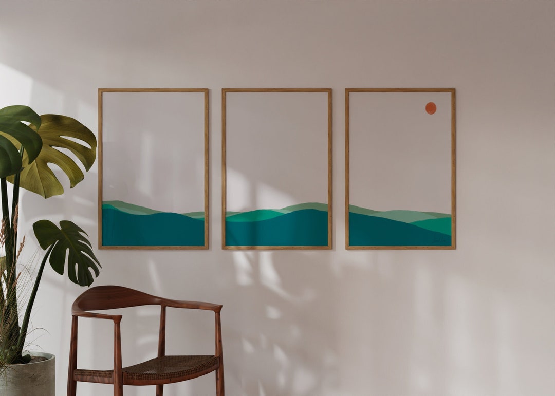 Minimalist Mountain, Set of 3 Digital Art Prints, 18x24, Mountain Print ...