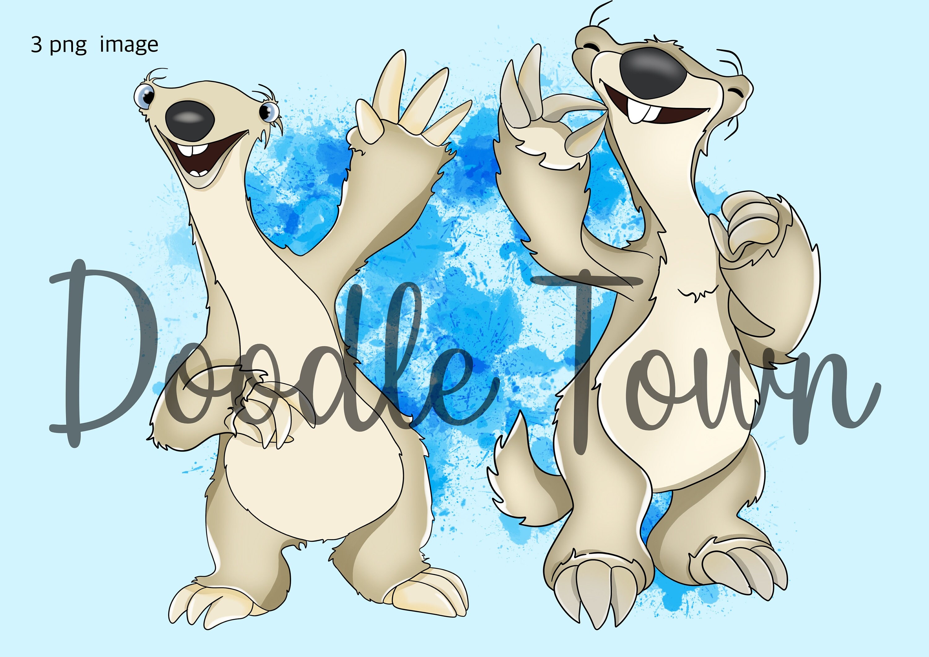 Sid Clipart Ice Age Watercolour Clipart Sid Png Ice Age Etsy