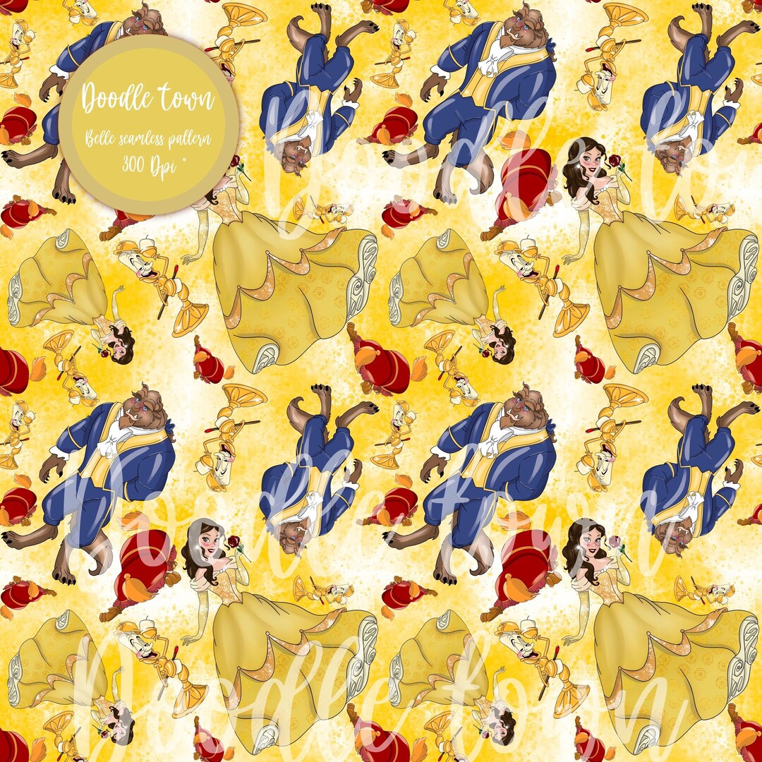 Princess Belle Seamless Pattern, Sublimation, Belle Seamless File ...