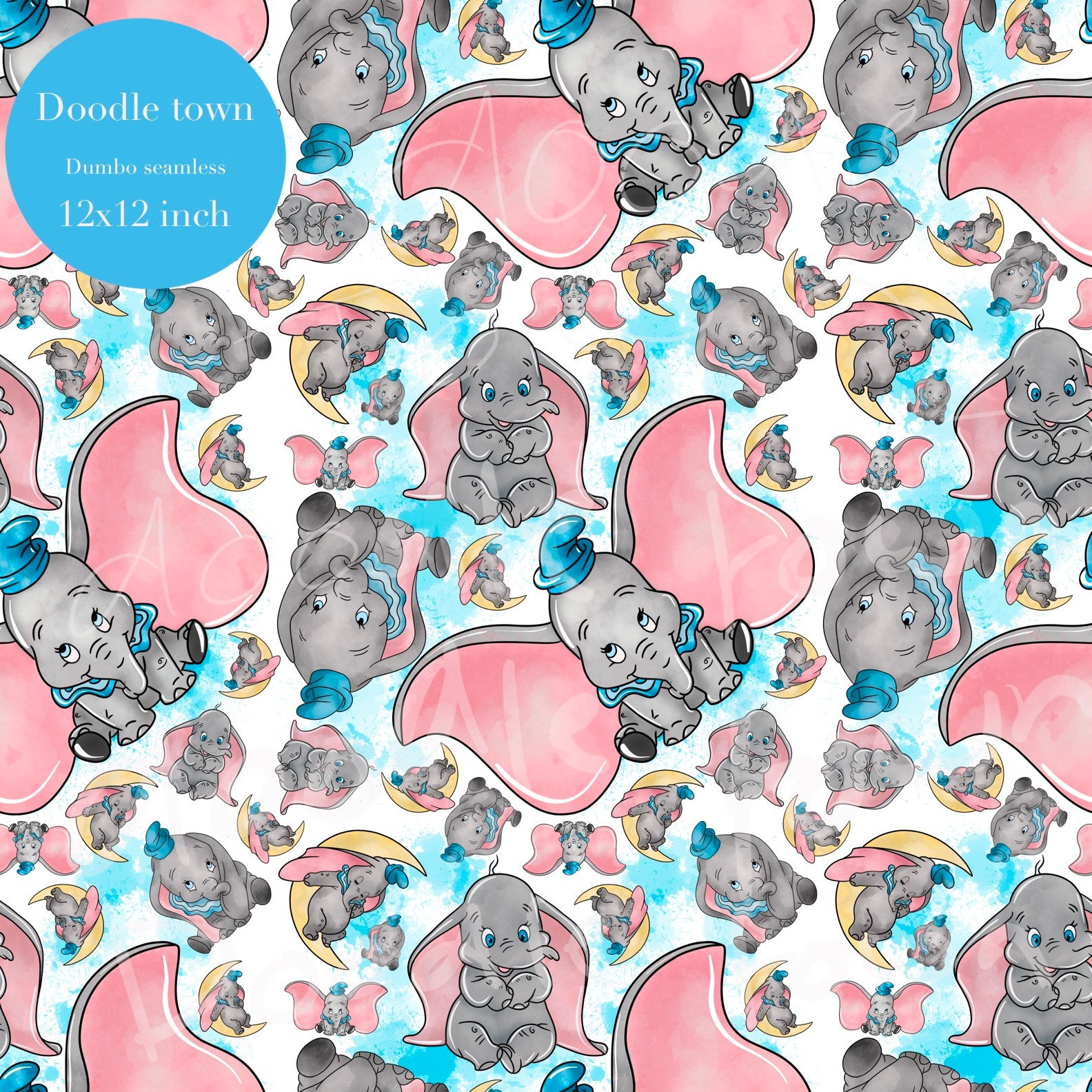 Dumbo Seamless Design Watercolour Stitch Design Sublimation - Etsy
