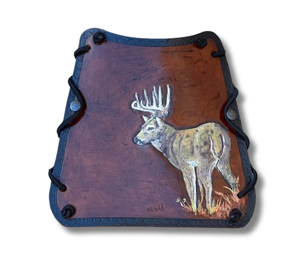 Archery Arm Guard, Big Buck Deer Design, Leather Longbow Armguard ...