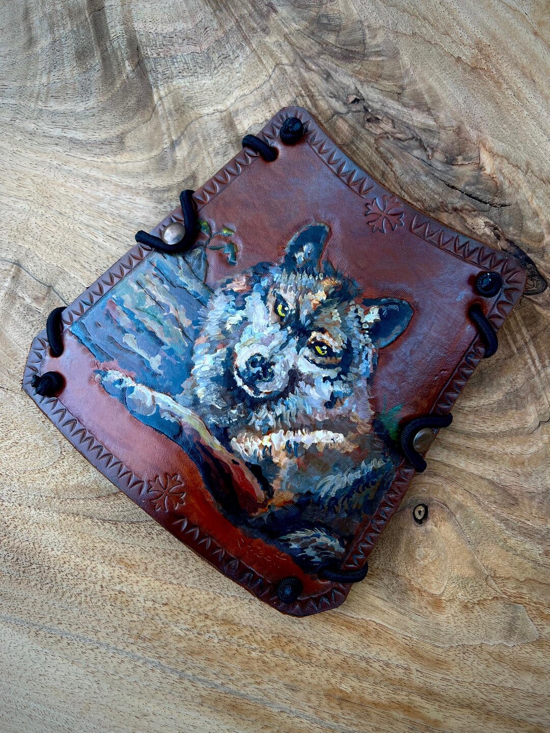 Leather Archery Arm Guard With Animal Wolf Design for Protecting Archer ...