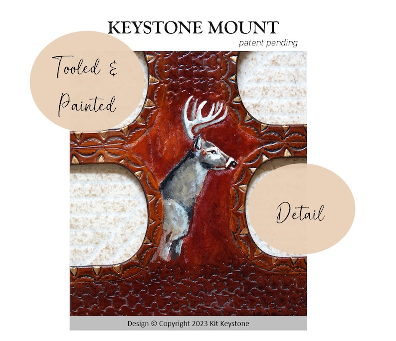 Deer Skull Mount DIY Kit, Whitetail Deer Tooled and Painted on Leather ...