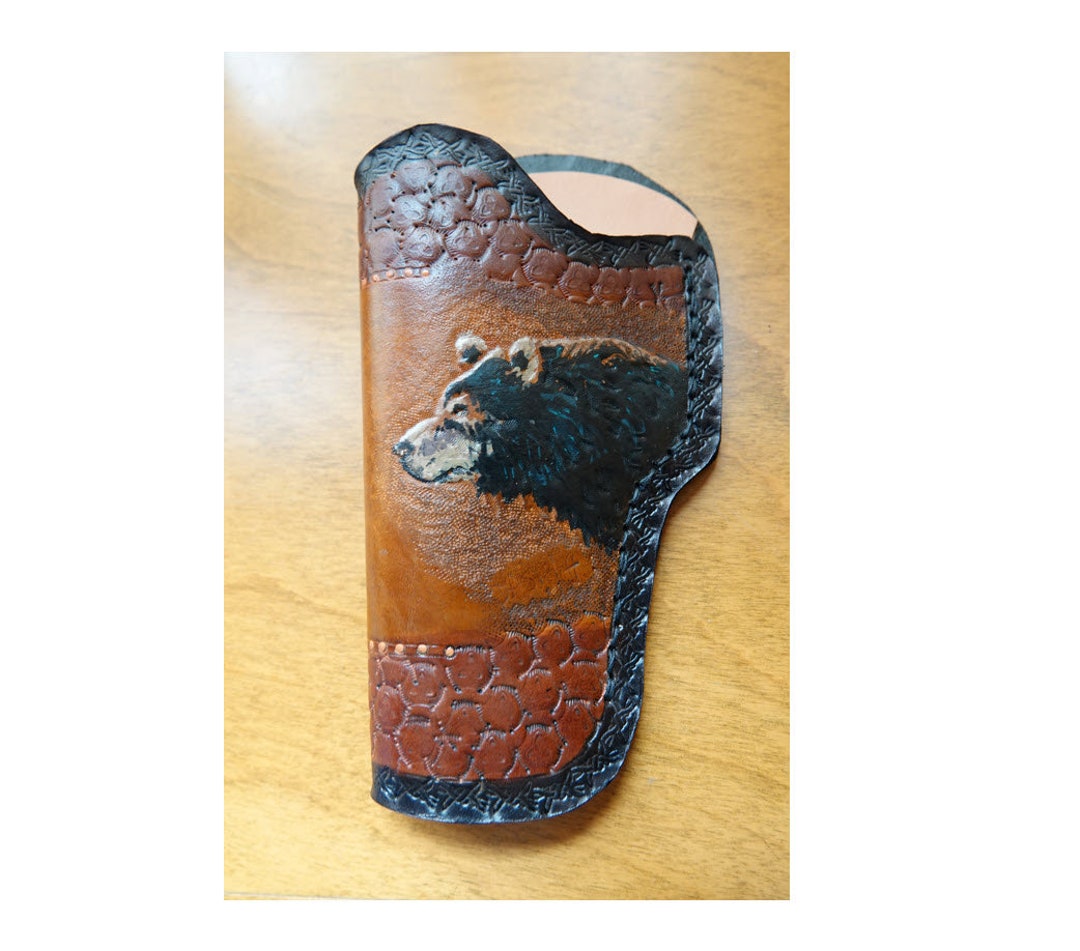 Holster for 22LR Semi-autos, Hand Tooled Leather, Left Handed, Belt ...