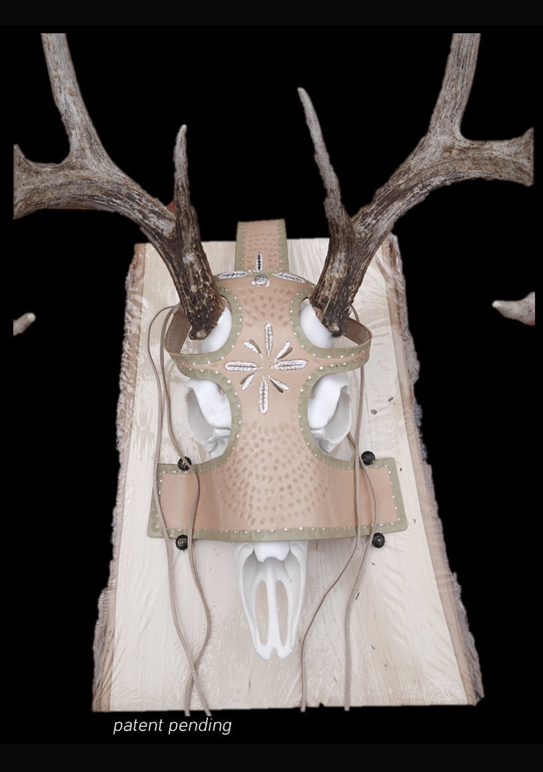 Deer Skull Mount DIY Kit, Hand Tooled Leather With White Feather Design ...