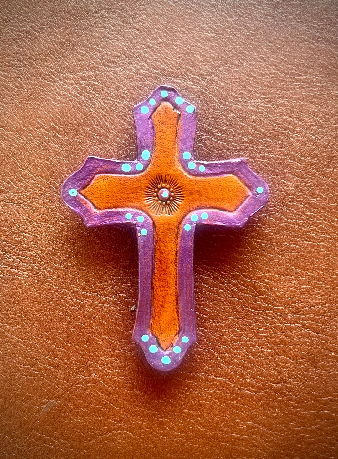 Magnet, Leather Cross, Hand Tooled, Painted, Creative Kitchen Magnets ...