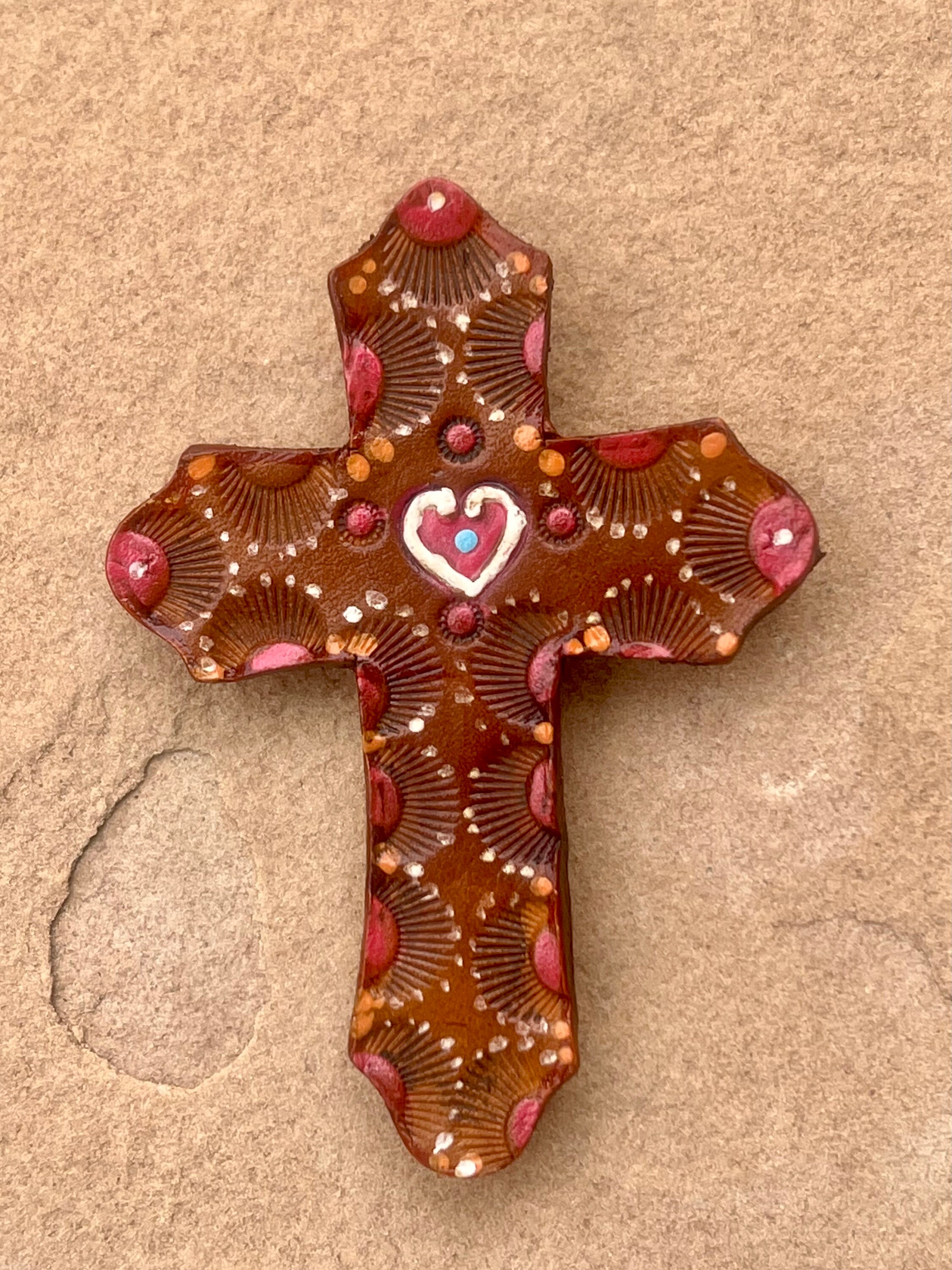 Cross Magnet Southwest Folk Art on Leather Cross Creative - Etsy