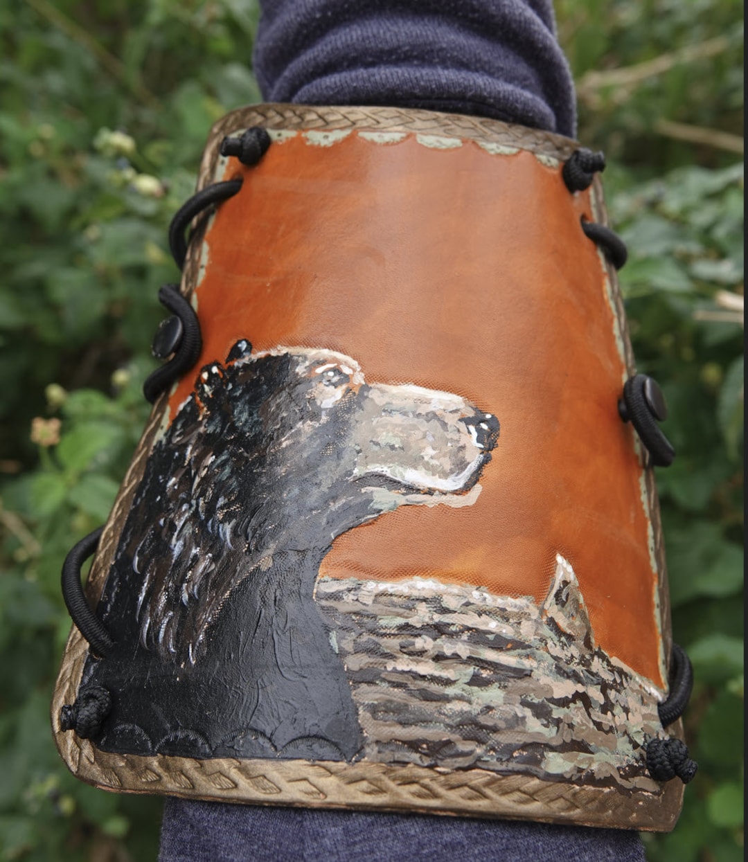 Archery Arm Guard Black Bear Design Hand Tooled Leather - Etsy