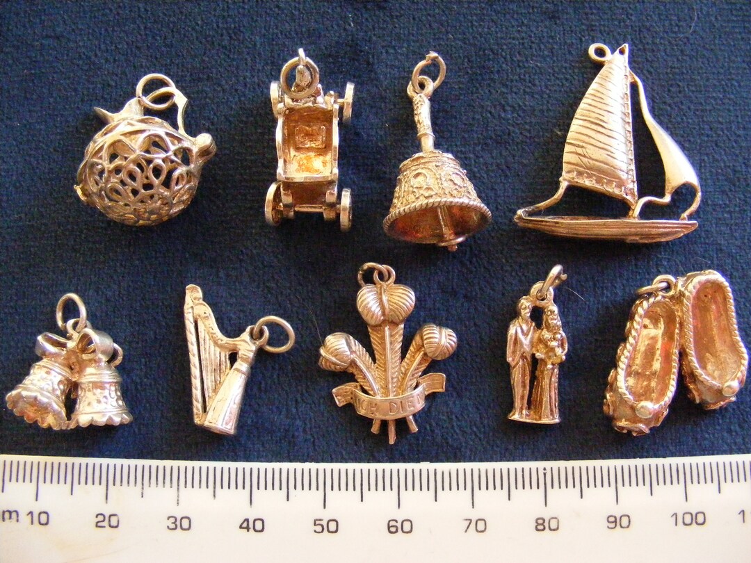 G) Vintage Sterling Silver Charm Charms Jug Opens, Open Top Carriage ...