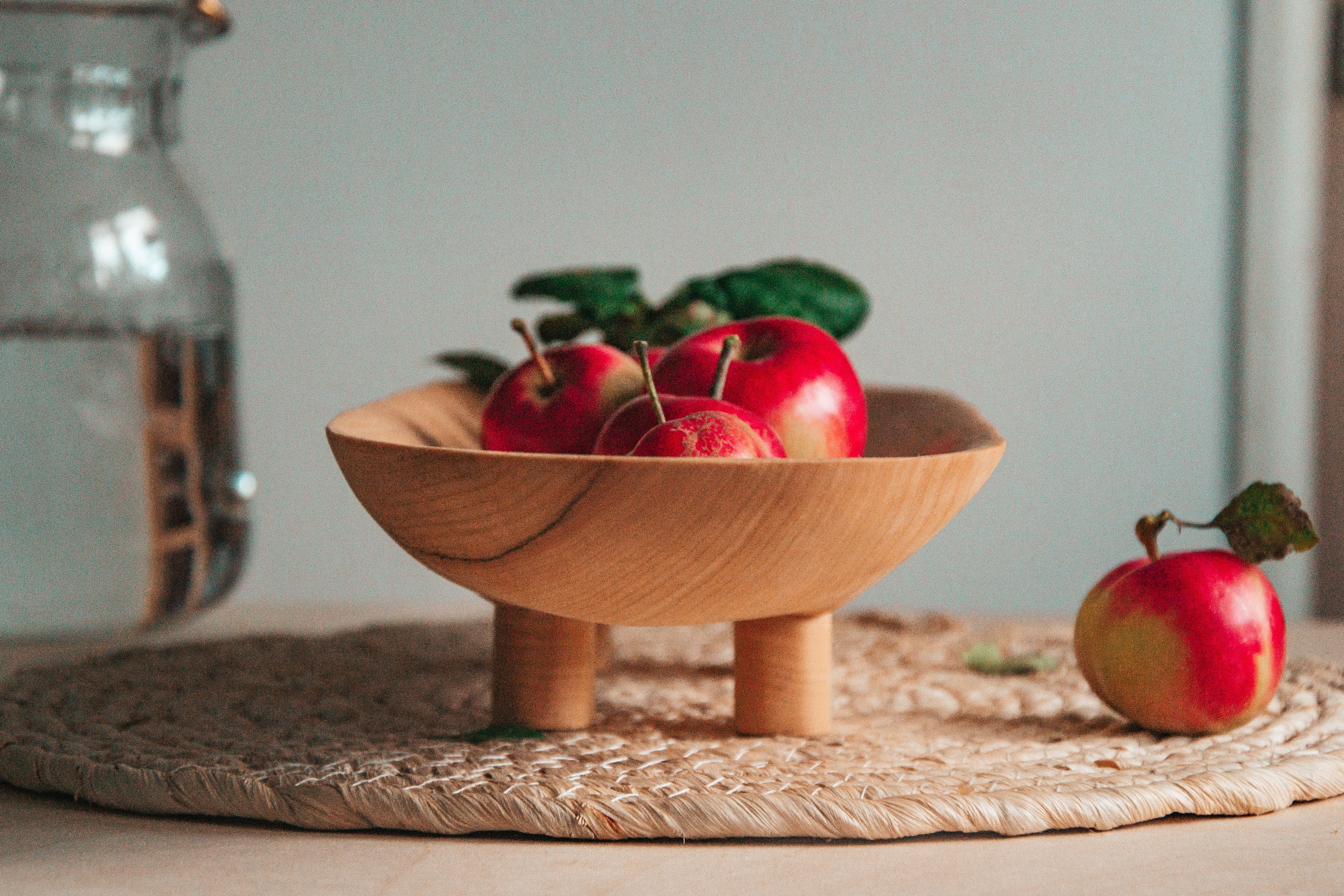 Hand Carved Wooden Fruit Bowl, Minimalist Solid Wood Serving Bowl ...
