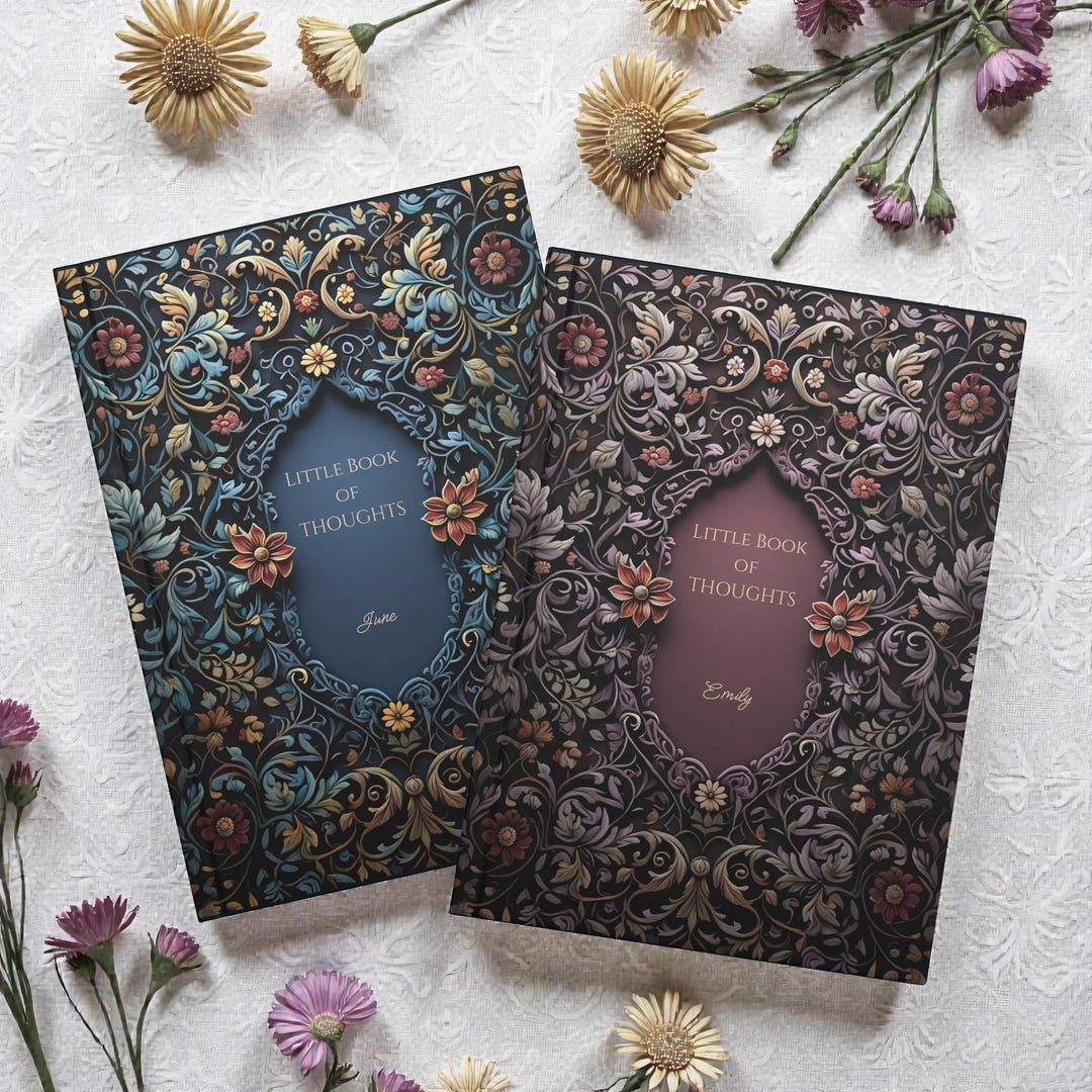 Personalized Journal Dark Floral Art, Custom Vintage Academia Notebook ...