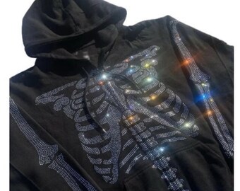 Blue Rhinestone Hoodie - Etsy