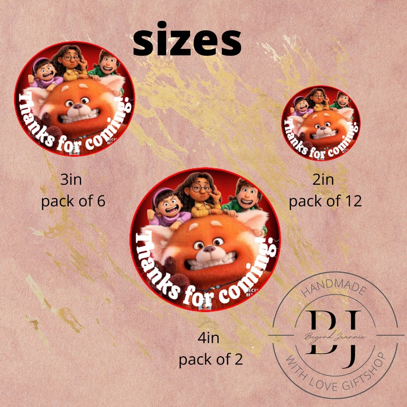 Turning Red Round Sticker Labels Birthday Party Favor Treat | Etsy