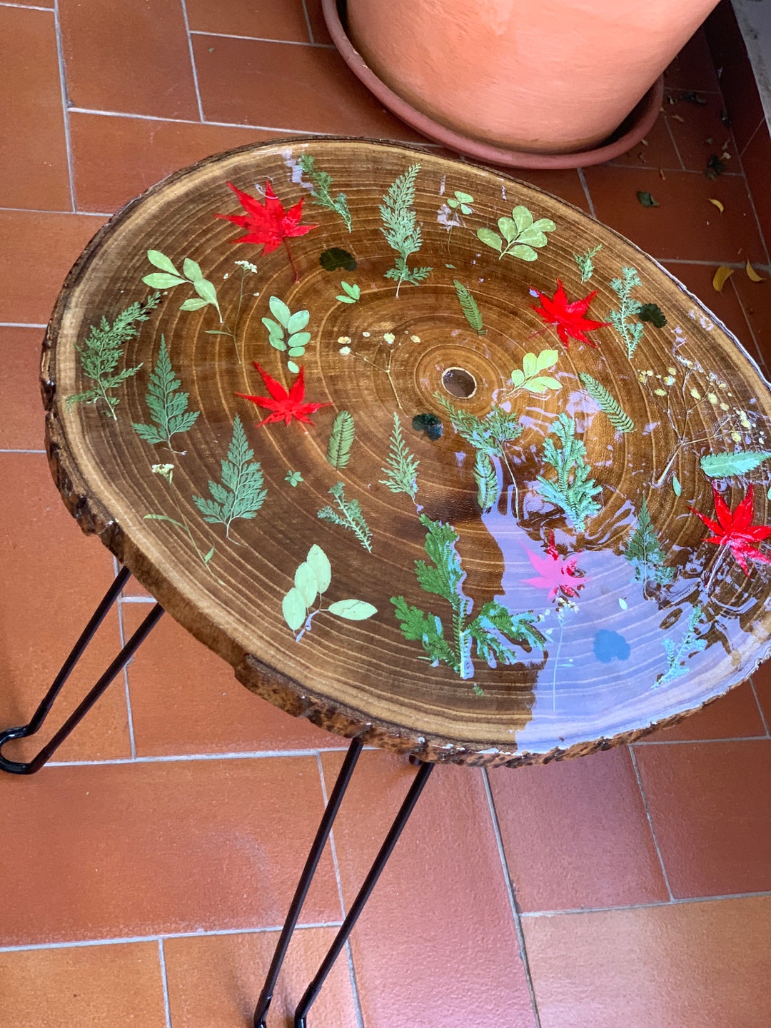 SMALL RESIN TABLE, Epoxy Garden Table, Epoxy Coffee Table, Maple Coffee ...