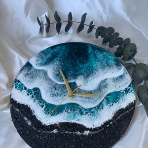 Resin Art Ocean Clock | Painting Ocean Clock | Ocean Art Resin | Sea ...