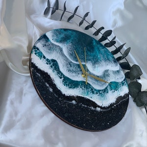 Ocean Clock | Resin Wave Art | Fluid Art Clock | 3D Resin Clock | Beach ...