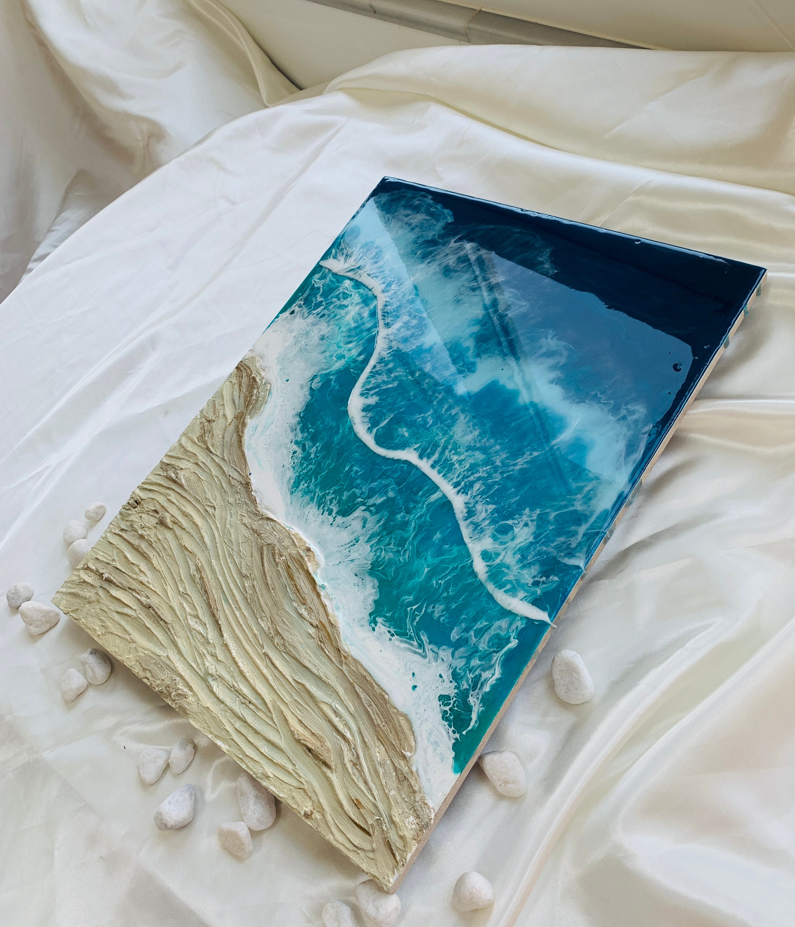 3D Resin Beach Painting, Abstract Seascape Art, Coastal Decor - Etsy