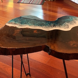 Epoxy Table, Wooden Slice Table, Wave Art Coffee Table, Thick Slice ...