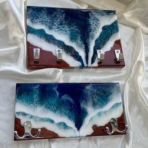 Resin Wave Hanger and Hook | Ocean Resin Hat Rack | Coat Rack and Key ...