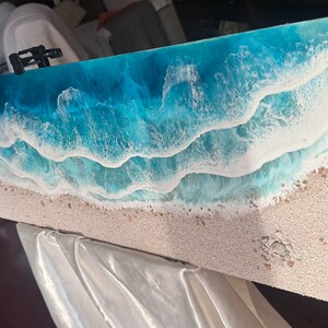 Resin Beach Painting With Real Sand, Resin Ocean Wall Art, Epoxy Wave ...