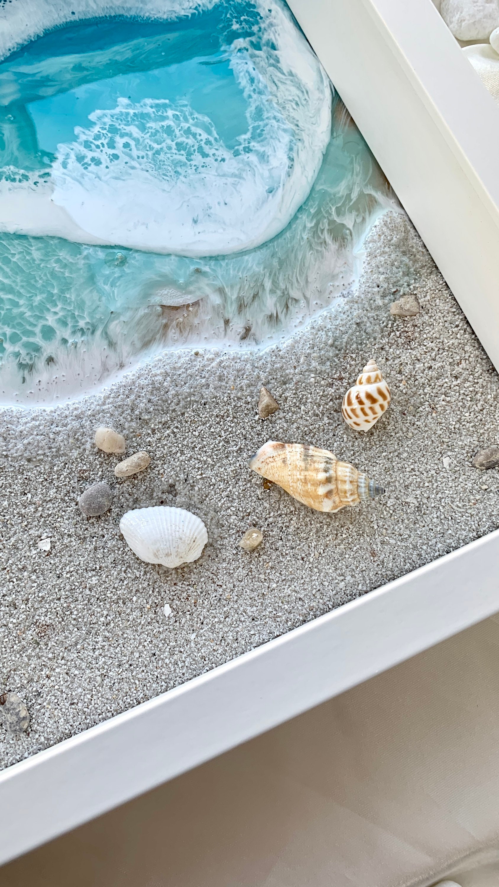 Framed Ocean Resin Art | Canary Islands Sand Beach Painting - Etsy