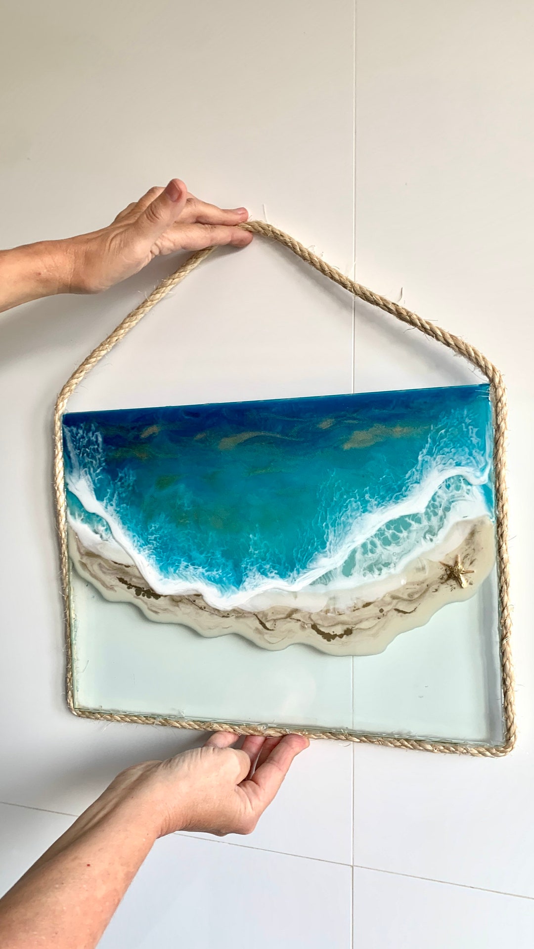 Beach Epoxy on Crystal, Ocean Resin Wall Art, Resin Art Wall Art, Resin ...