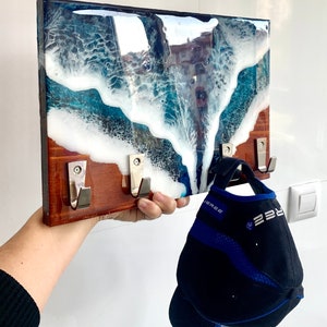 Resin Wave Hanger and Hook | Ocean Resin Hat Rack | Coat Rack and Key ...