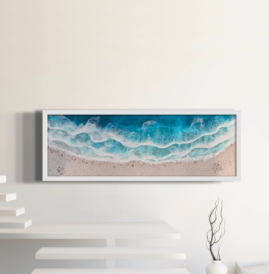 Resin Beach Painting With Real Sand, Resin Ocean Wall Art, Epoxy Wave ...