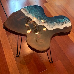 Epoxy Table, Wooden Slice Table, Wave Art Coffee Table, Thick Slice ...