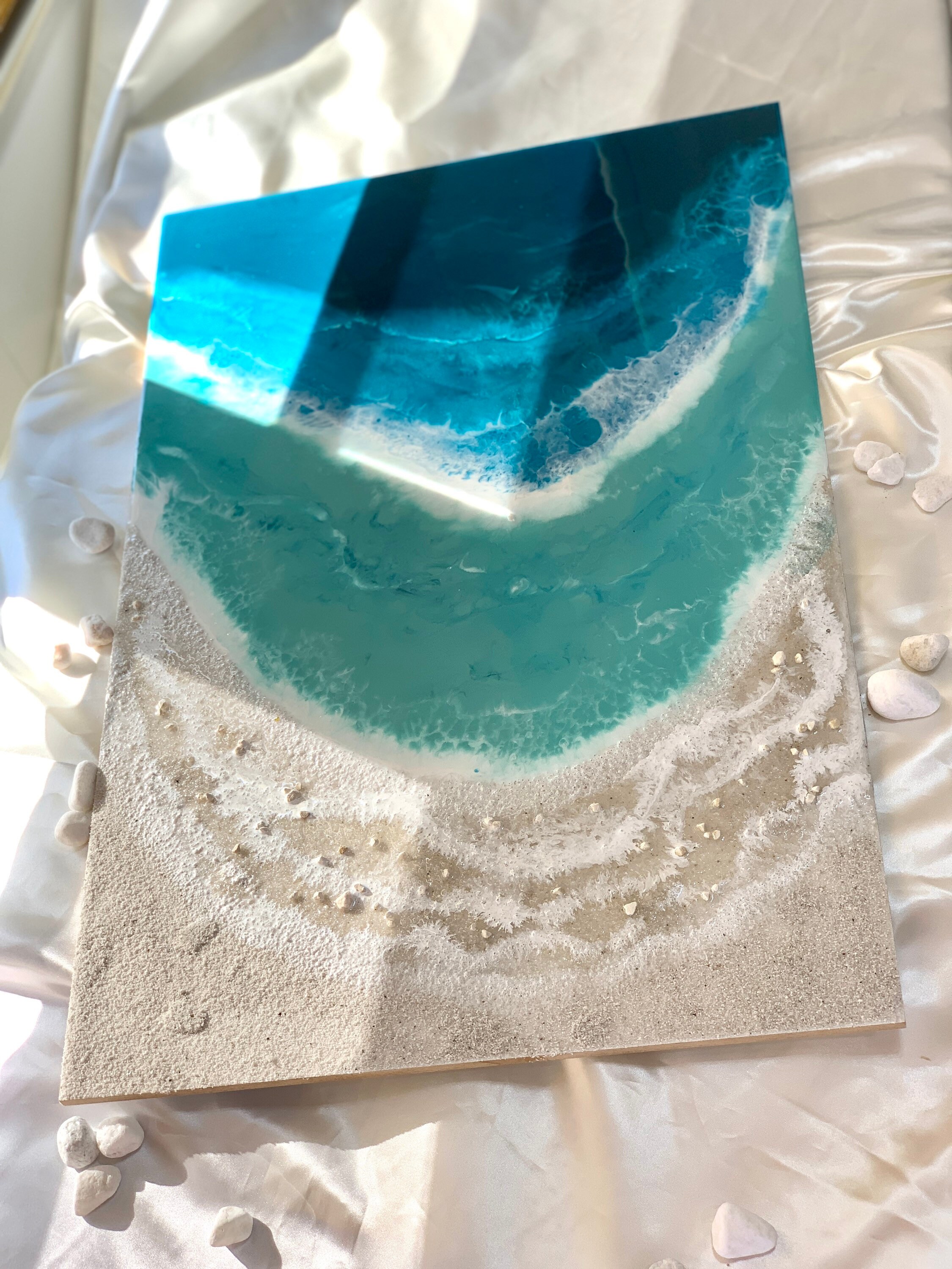 Resin Beach Painting Ocean Epoxy Art Resin Art Wall Art - Etsy