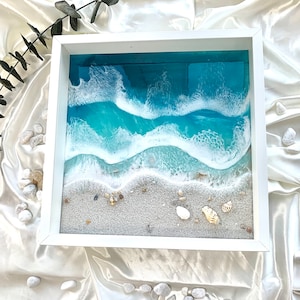 Ocean Resin Art | Framed Ocean Painting | Resin Beach Art | Fluid Art ...